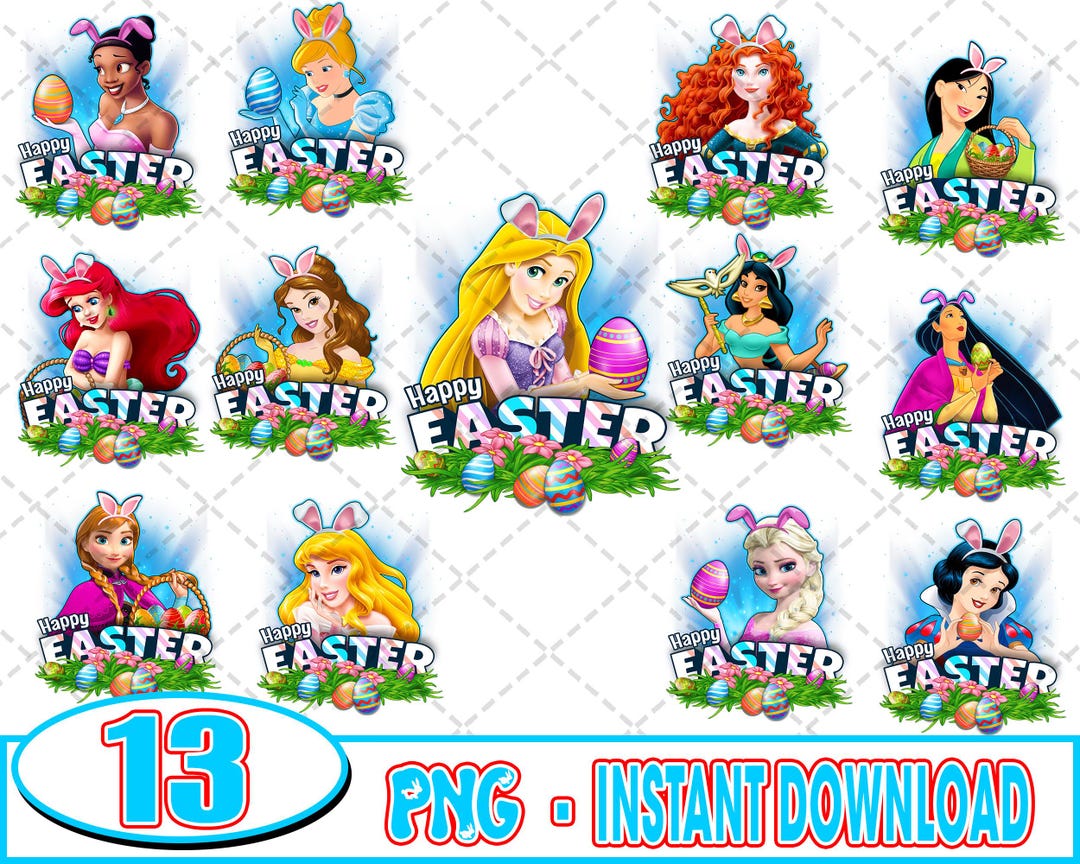 Princess Easter Day Png Bundle, Dlsney Princess Happy Easter Png ...