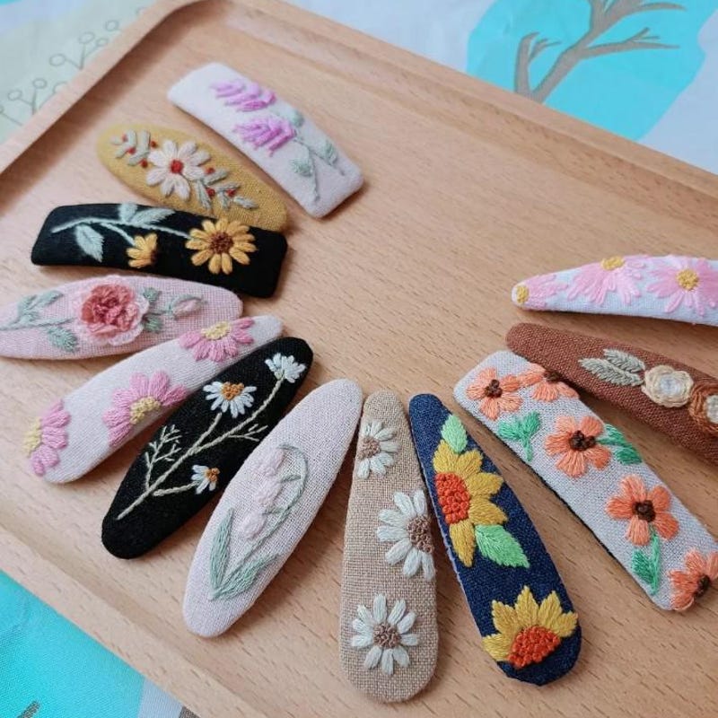 Embroidery Hair Clip - Etsy