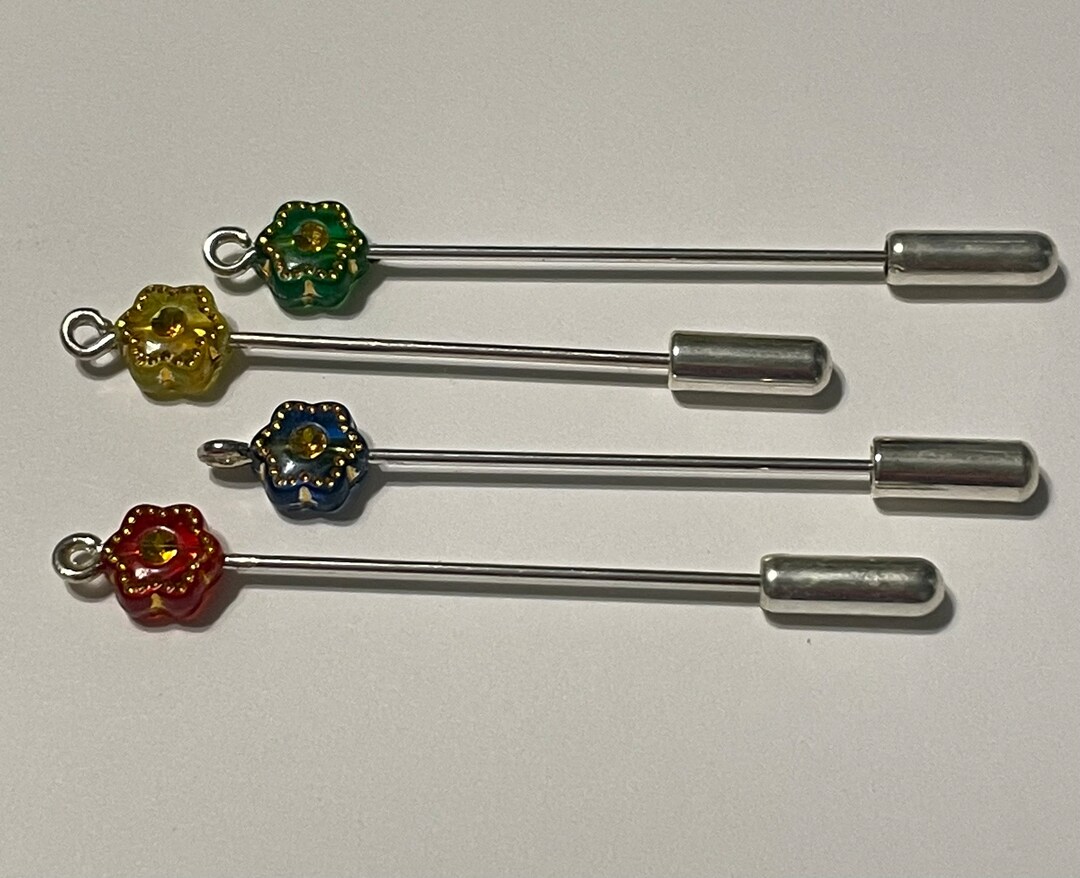 Set of 4 Shiney Flower Counting Marking Pins Stitch Markers Knitting ...