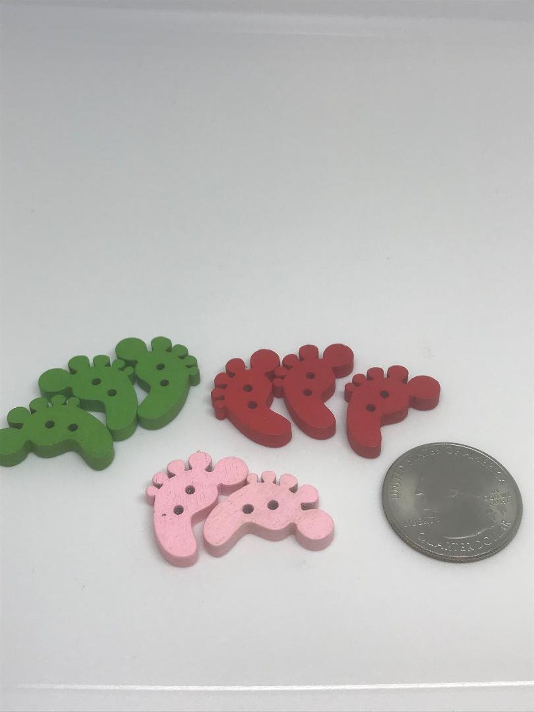 Set of 8 Wood Feet BUTTONS 2 Hole Colorful - Etsy