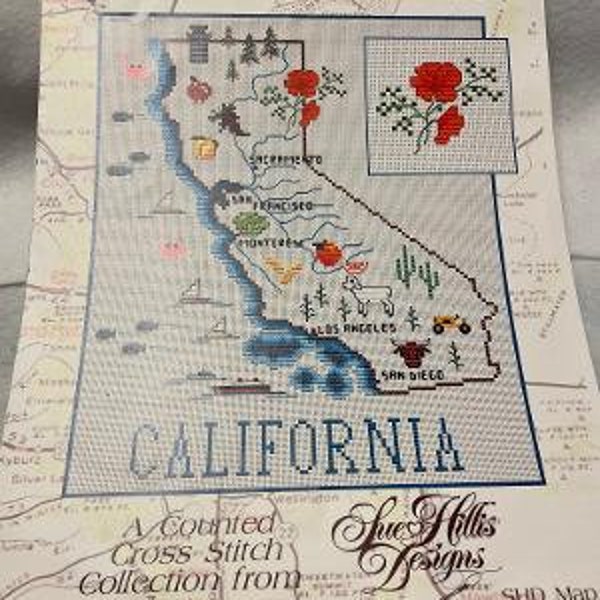 Cross Stitch Map of California - Etsy