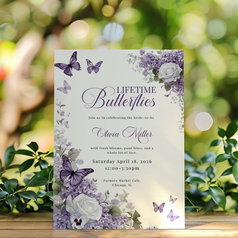 Lifetime of Butterflies Invitation, Butterfly Bridal Invitation, Spring ...