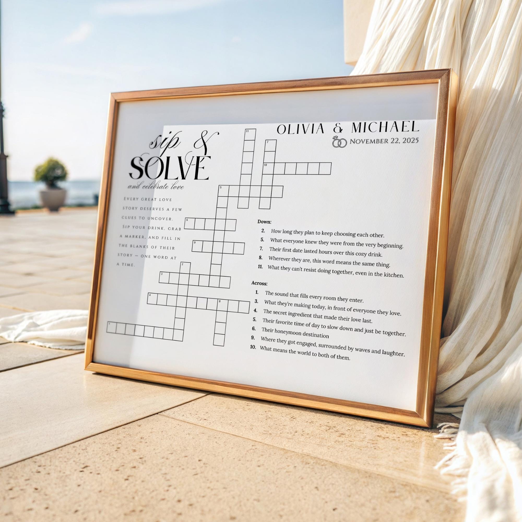 Sip and Solve Wedding Sign Template, Wedding Game, Interactive Wedding ...