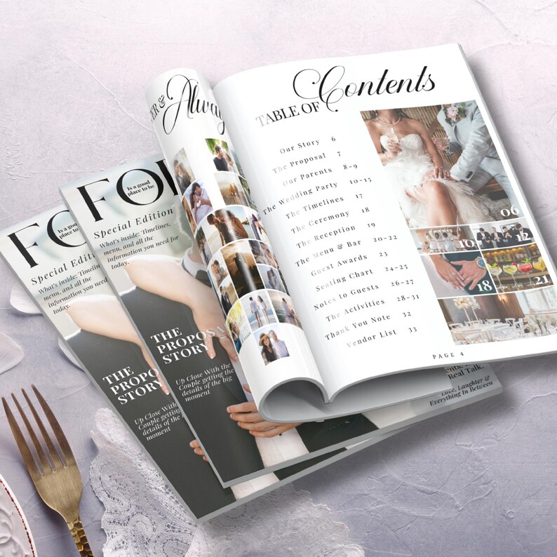 Wedding Magazine Template, Wedding Magazine, Wedding Program, Canva ...