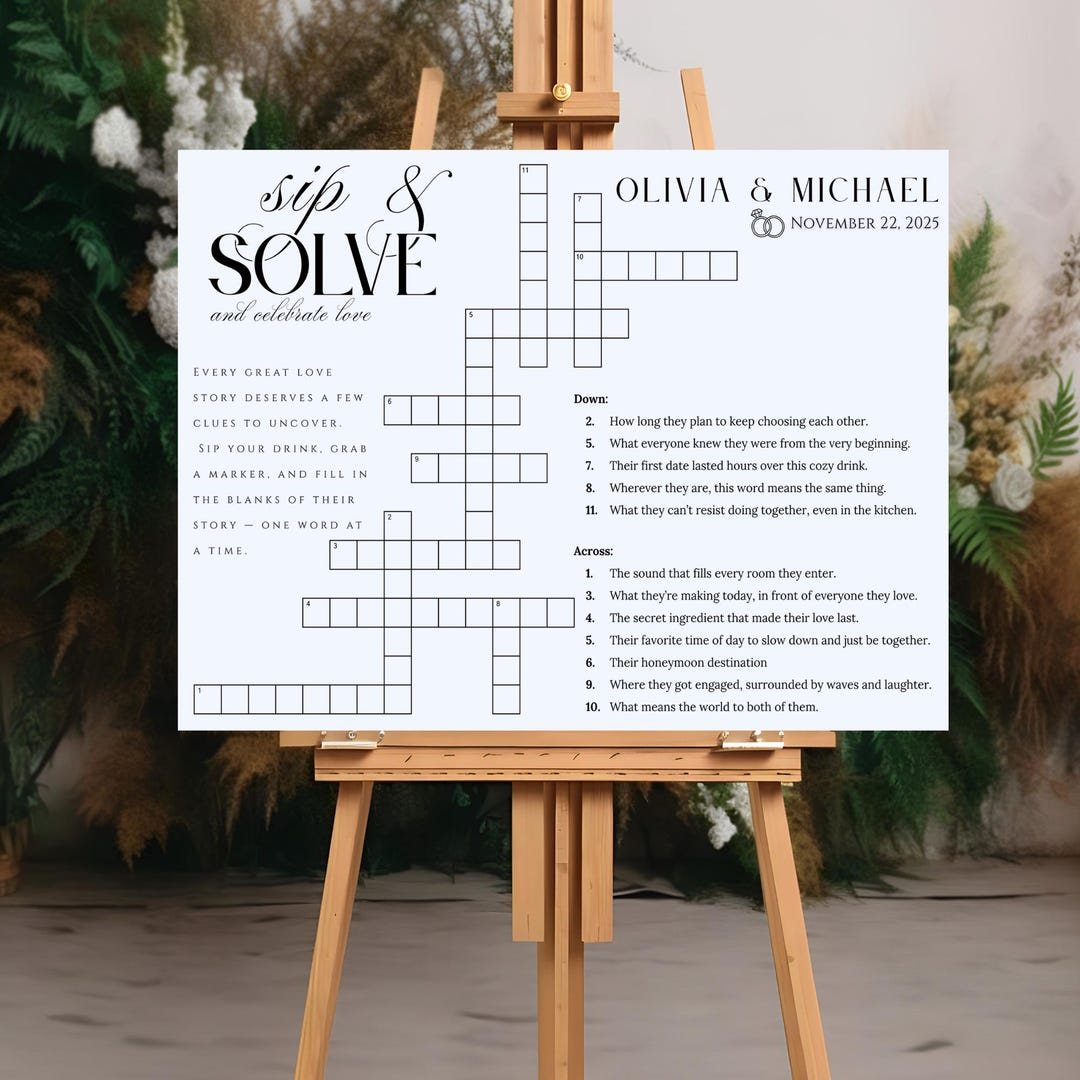 Sip and Solve Wedding Sign Template, Wedding Game, Interactive Wedding ...