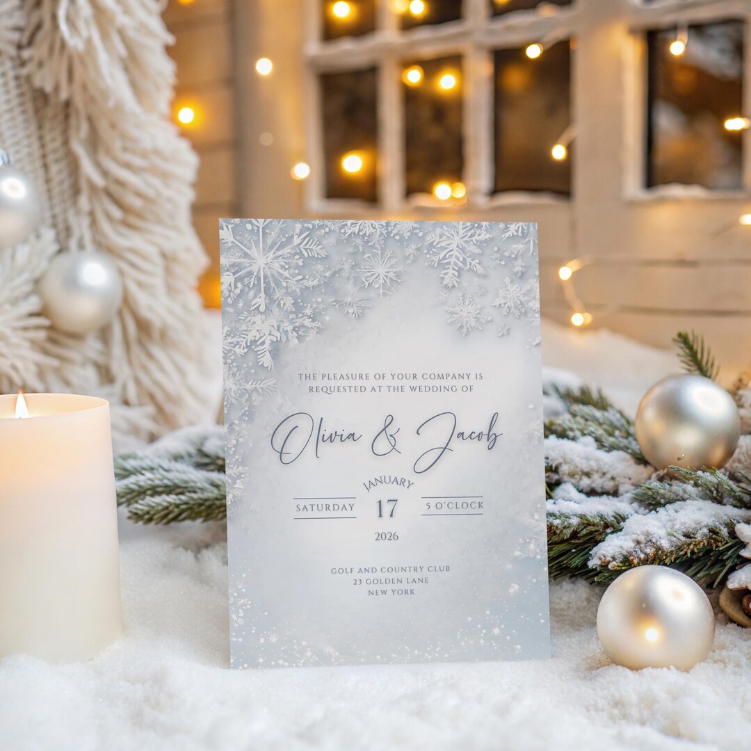 Winter Wedding Invitation Template, Christmas Wedding Invitation ...