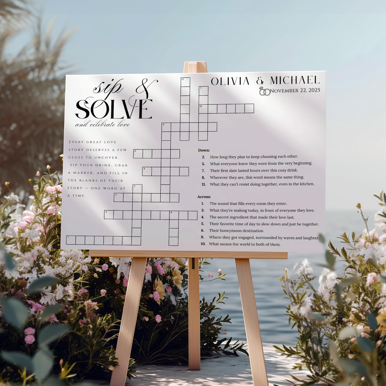 Sip and Solve Wedding Sign Template, Wedding Game, Interactive Wedding ...