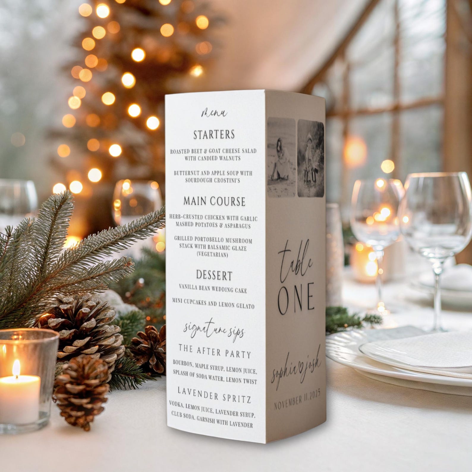 Trifold Wedding Menu, Elegant Table Sign, Simple Wedding Menu, Food and ...