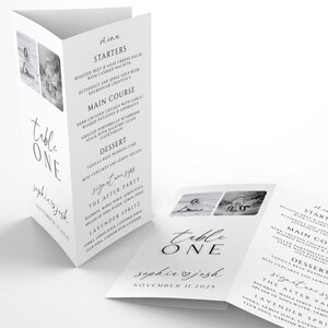 Trifold Wedding Menu, Elegant Table Sign, Simple Wedding Menu, Food and ...