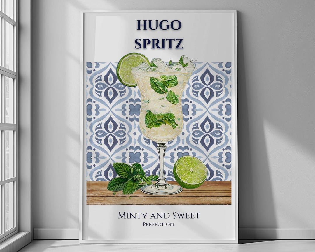 Hugo Spritz Poster, Bar Art, Spritz Art, Cocktail Hour Art, Spritz Art ...