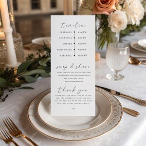 Trifold Wedding Menu, Elegant Table Sign, Simple Wedding Menu, Food and ...