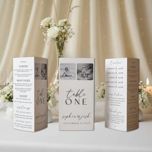 Trifold Wedding Menu, Elegant Table Sign, Simple Wedding Menu, Food and ...