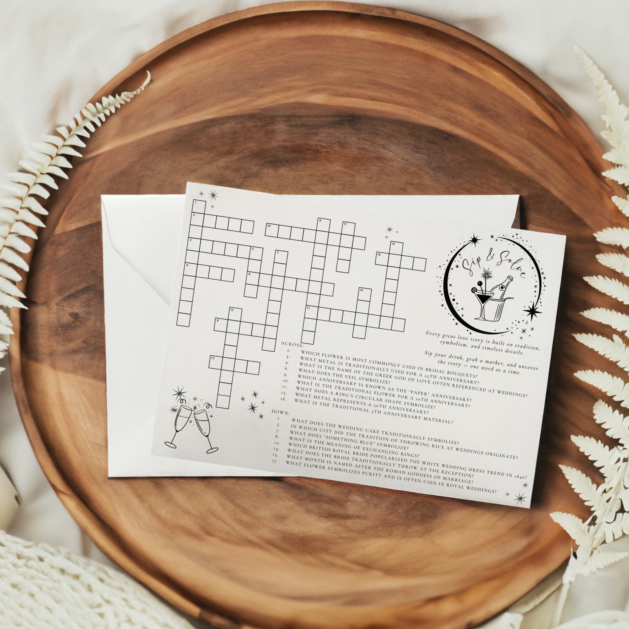 Wedding Game Board, Sip and Solve Wedding Sign Template, Interactive ...