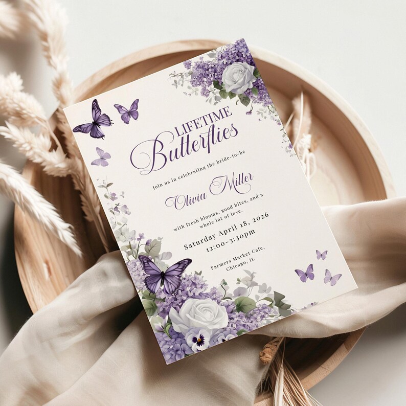 Lifetime of Butterflies Invitation, Butterfly Bridal Invitation, Spring ...