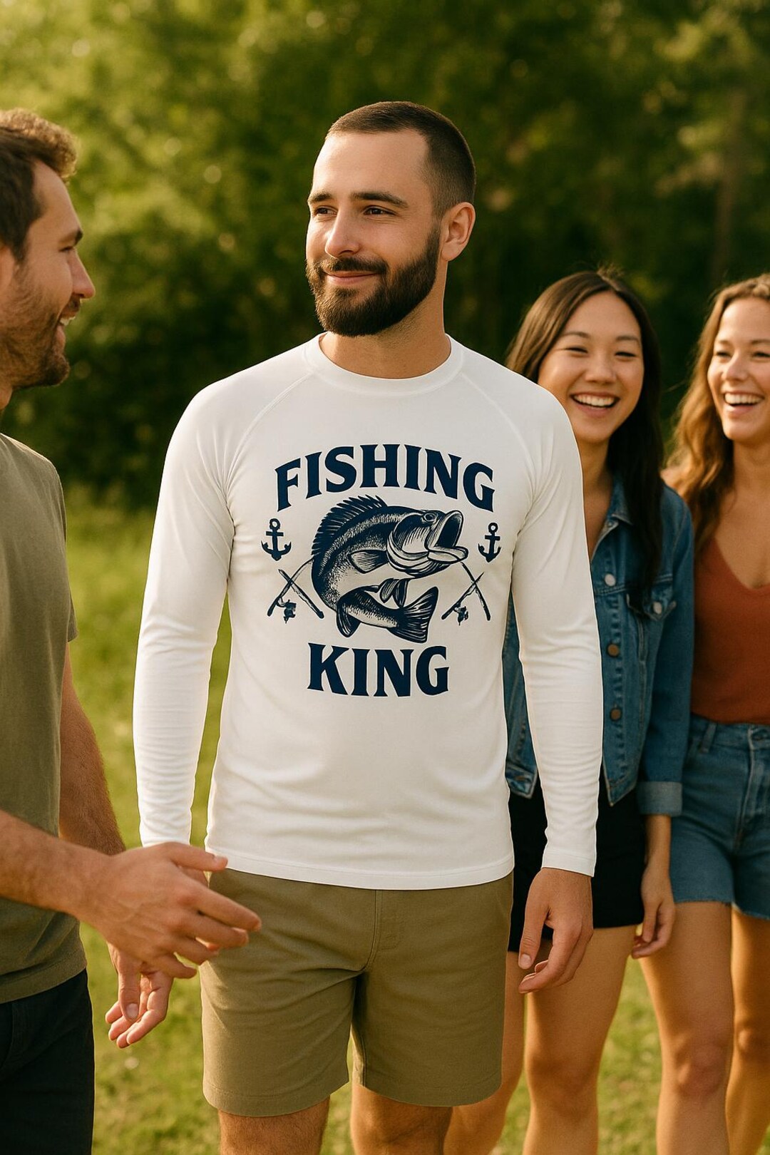 Men’s Fishing Rash Guard Shirt – All-over Print – “fishing King” Front ...