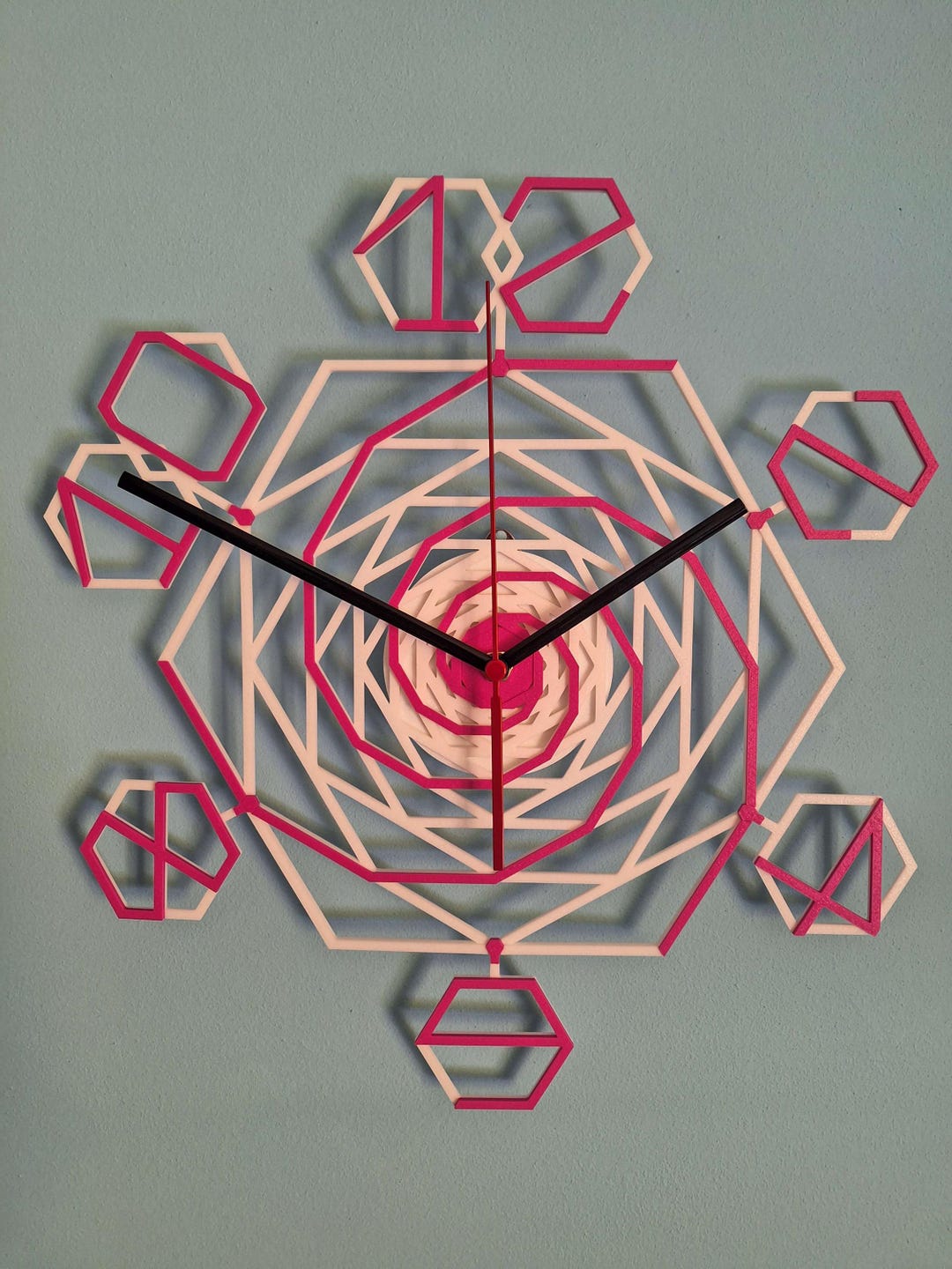 Hexagon Styled 3D Printed Wall Clock 34cm13.3 Mathematical Look Clock ...