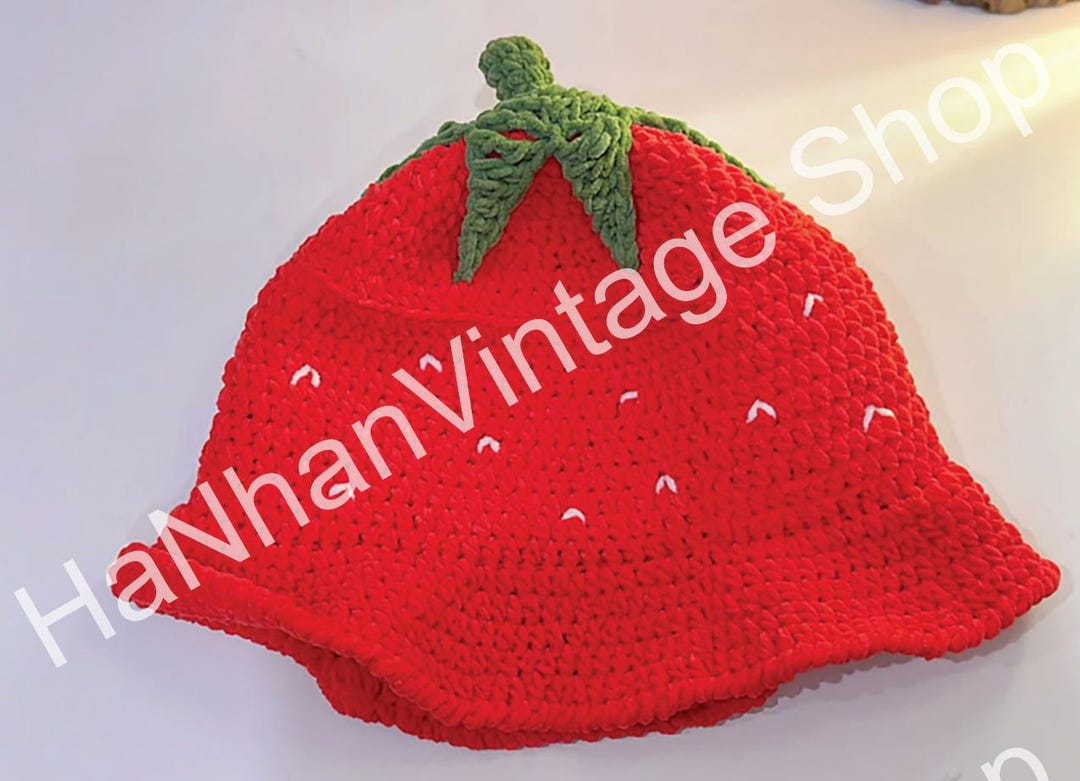Strawberry Bucket Hat Crochet Pattern Cute Fruit Hat DIY PDF Crochet ...