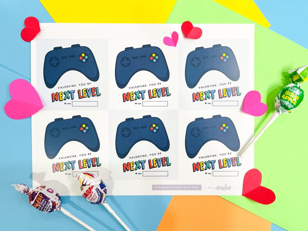 Game Controller Valentine Cards • Next Level Printable (digital ...