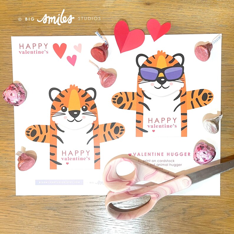 TIGER VALENTINE • Valentine Printable • Classroom Valentine Card ...