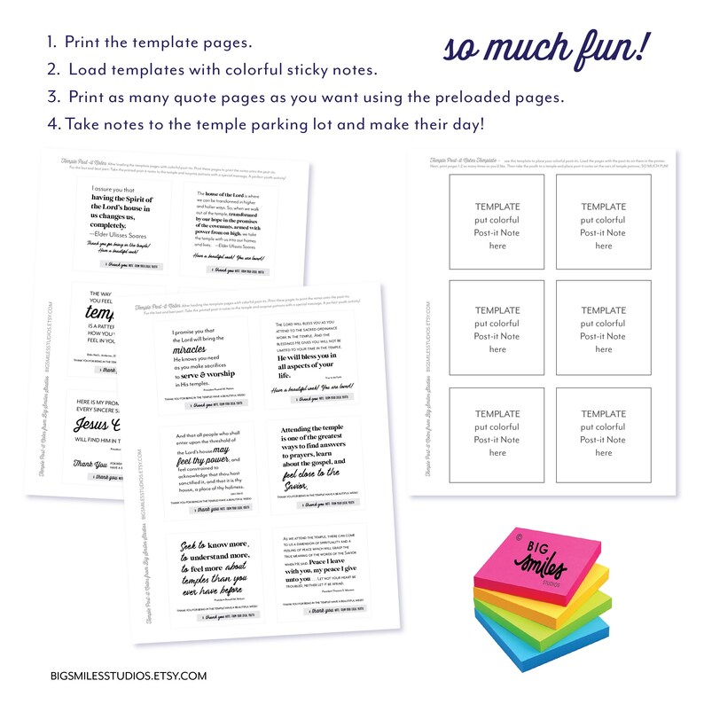 Temple Notes Post-it Activity • Youth Printable (digital Download) - Etsy