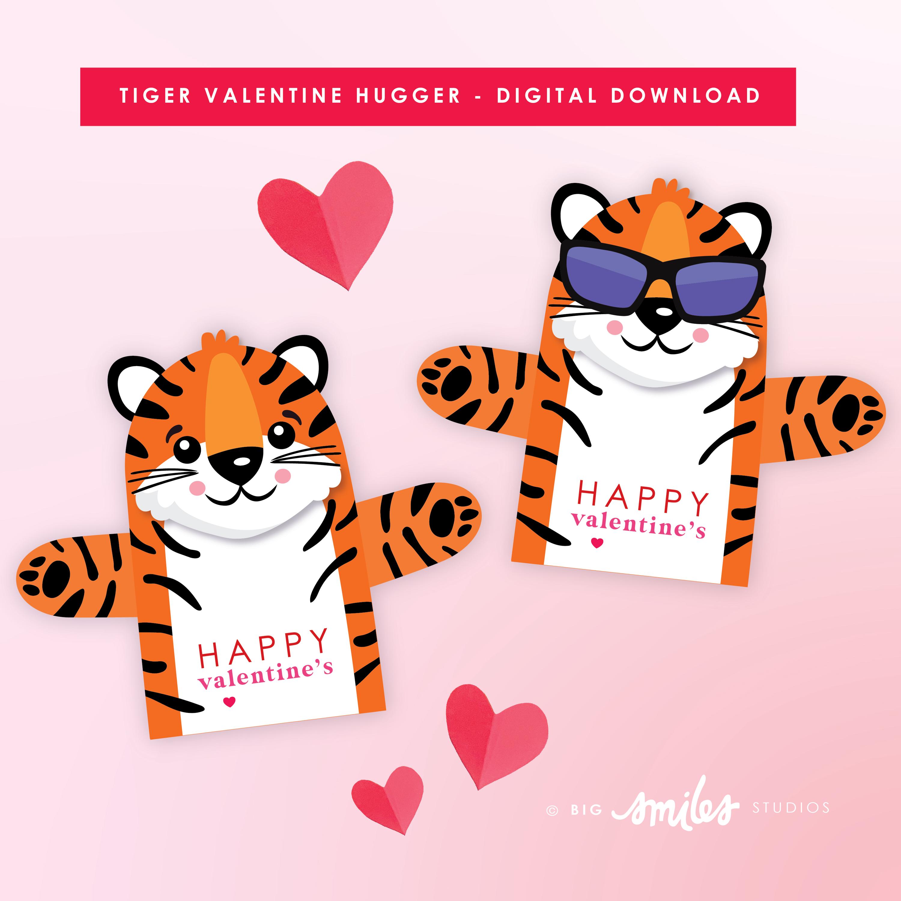 TIGER VALENTINE • Valentine Printable • Classroom Valentine Card ...