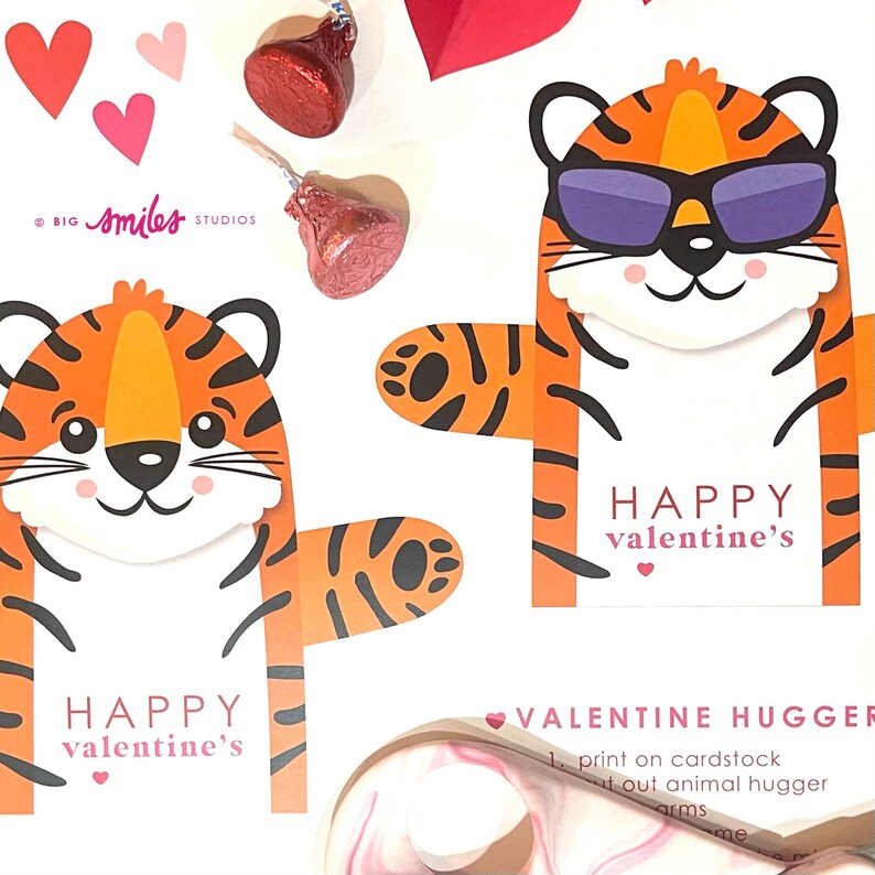 TIGER VALENTINE • Valentine Printable • Classroom Valentine Card ...
