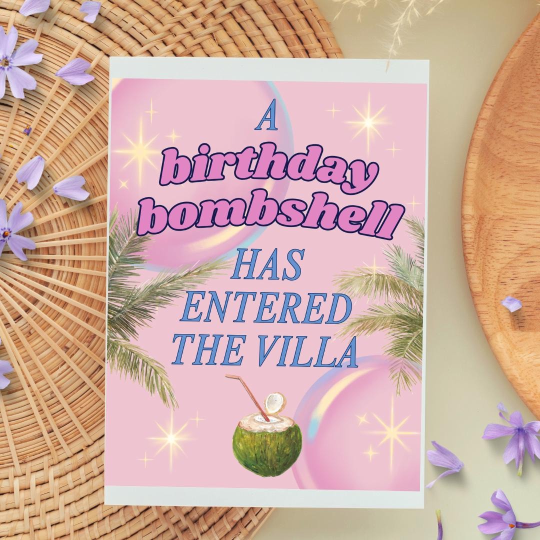 A Birthday Bombshell Has Entered the Villa - Happy Birthday Card - Etsy