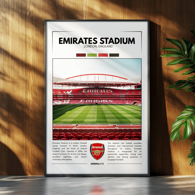 Emirates Stadium Poster | Arsenal Poster Print | Soccer Stadium Poster ...