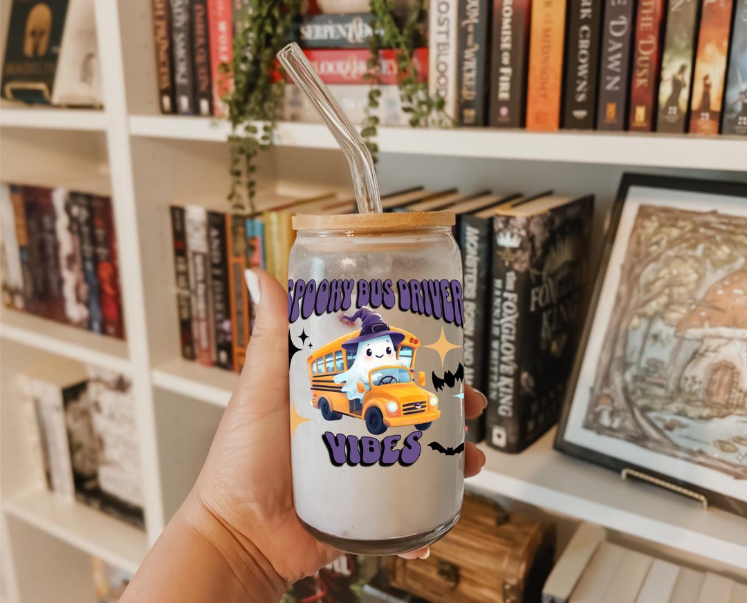 Spooky Bus Driver Vibes Sipper Glass, 16oz, Fun Halloween Drinkware ...