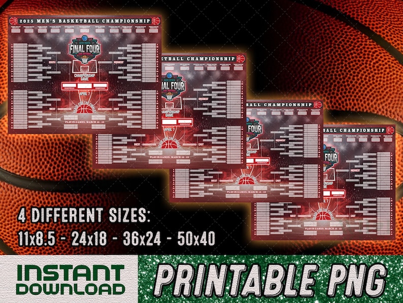 2025 Men's March Brackets Printable PNG, Men's Basketball Championship ...