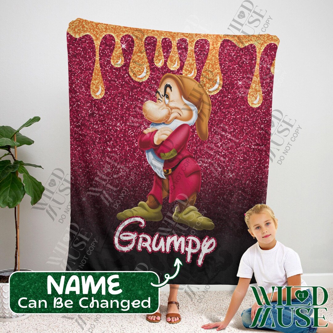 Custom Name Grumpy Dwarfs Blanket, Personalized Cartoon Characters ...