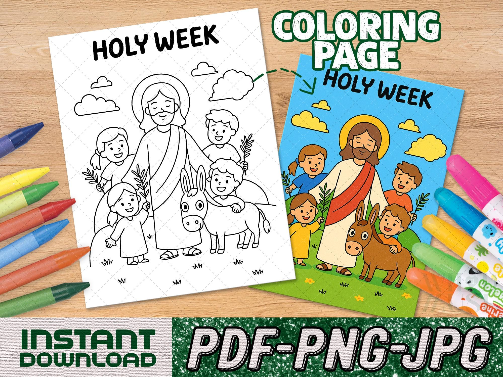 Holy Week Coloring Page for Kids, Jesus Coloring Page PDF PNG JPG ...