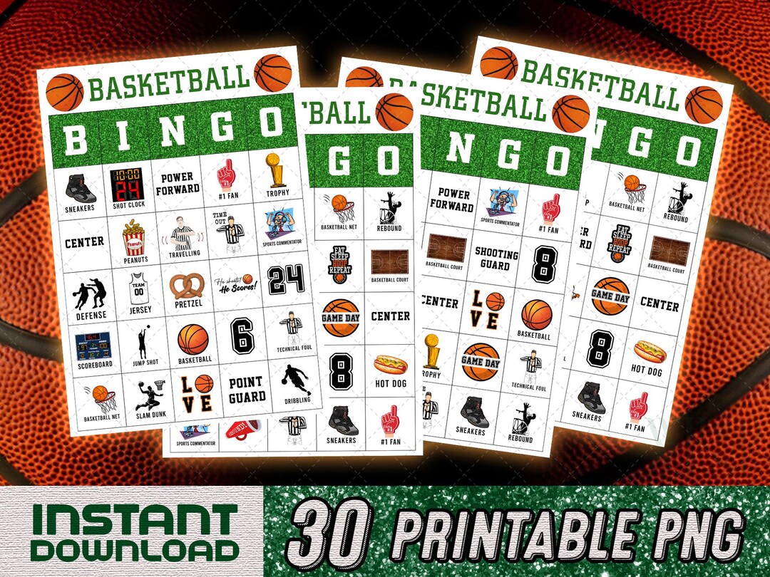 Basketball Bingo Game Printable 30 Png, Sports Bingo, Party Bingo ...