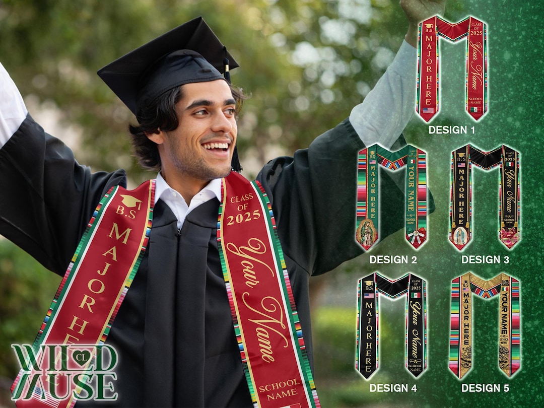 Custom Mexican Graduation Sash | Mexican American Flag Stole 2025 ...