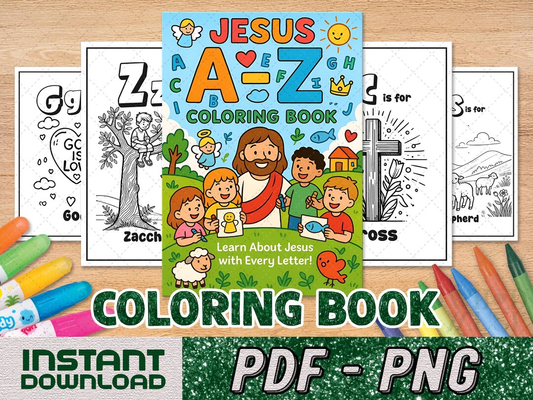 Christian Alphabet Coloring Book for Kids, Jesus ABC Coloring Page ...
