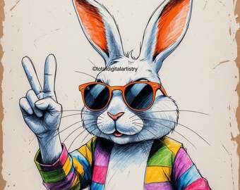 Easter Bunny Peace Sign - Etsy