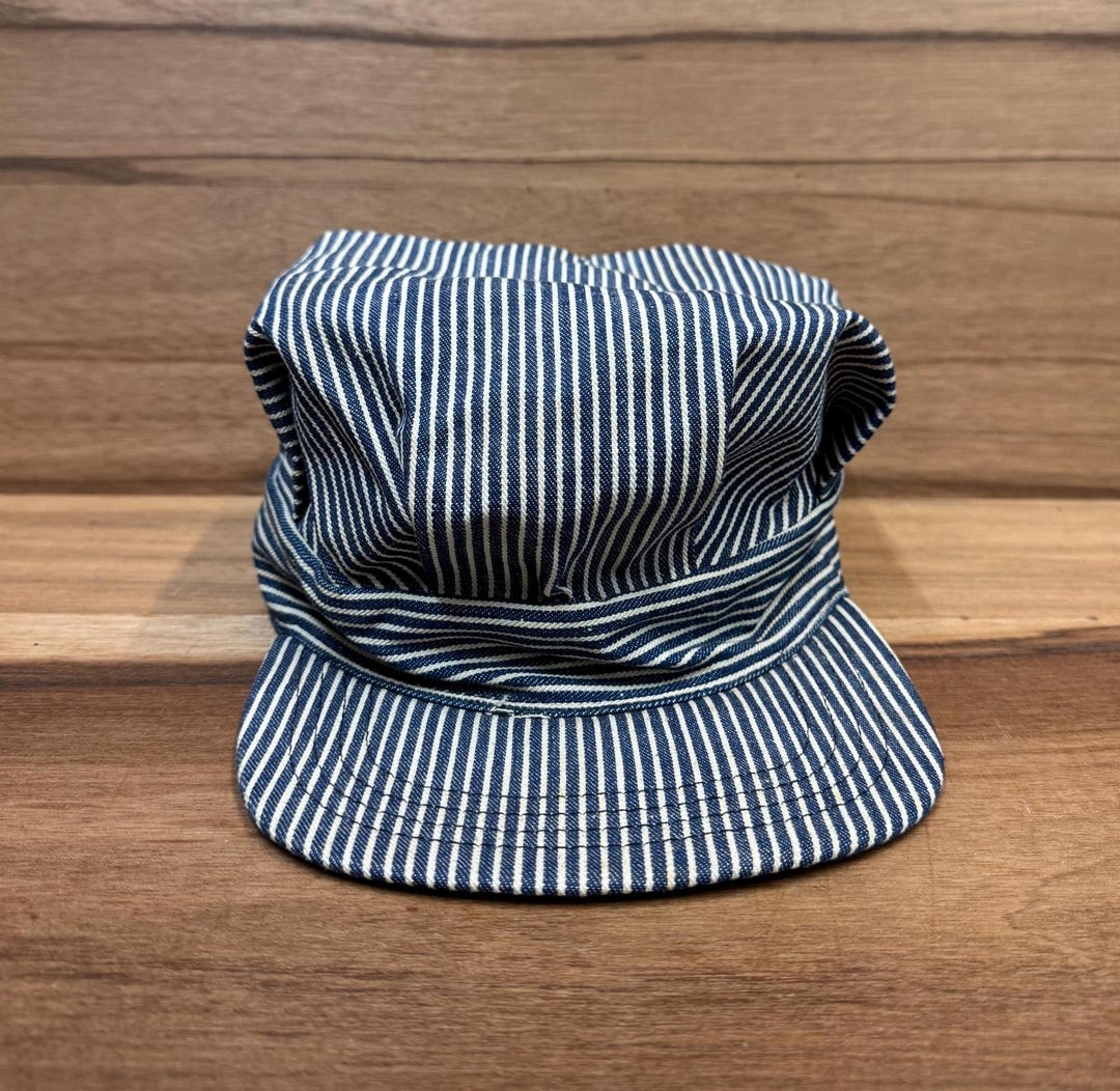 Vtg Hickory Denim Stripe Railroad Engineer Worker Hat Size 7 1/2. - Etsy