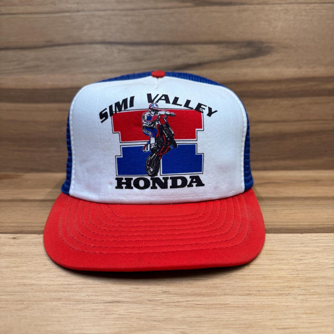 VTG 90's Honda Motorcycles Simi Valley Blue, Red and White Trucker Mesh ...