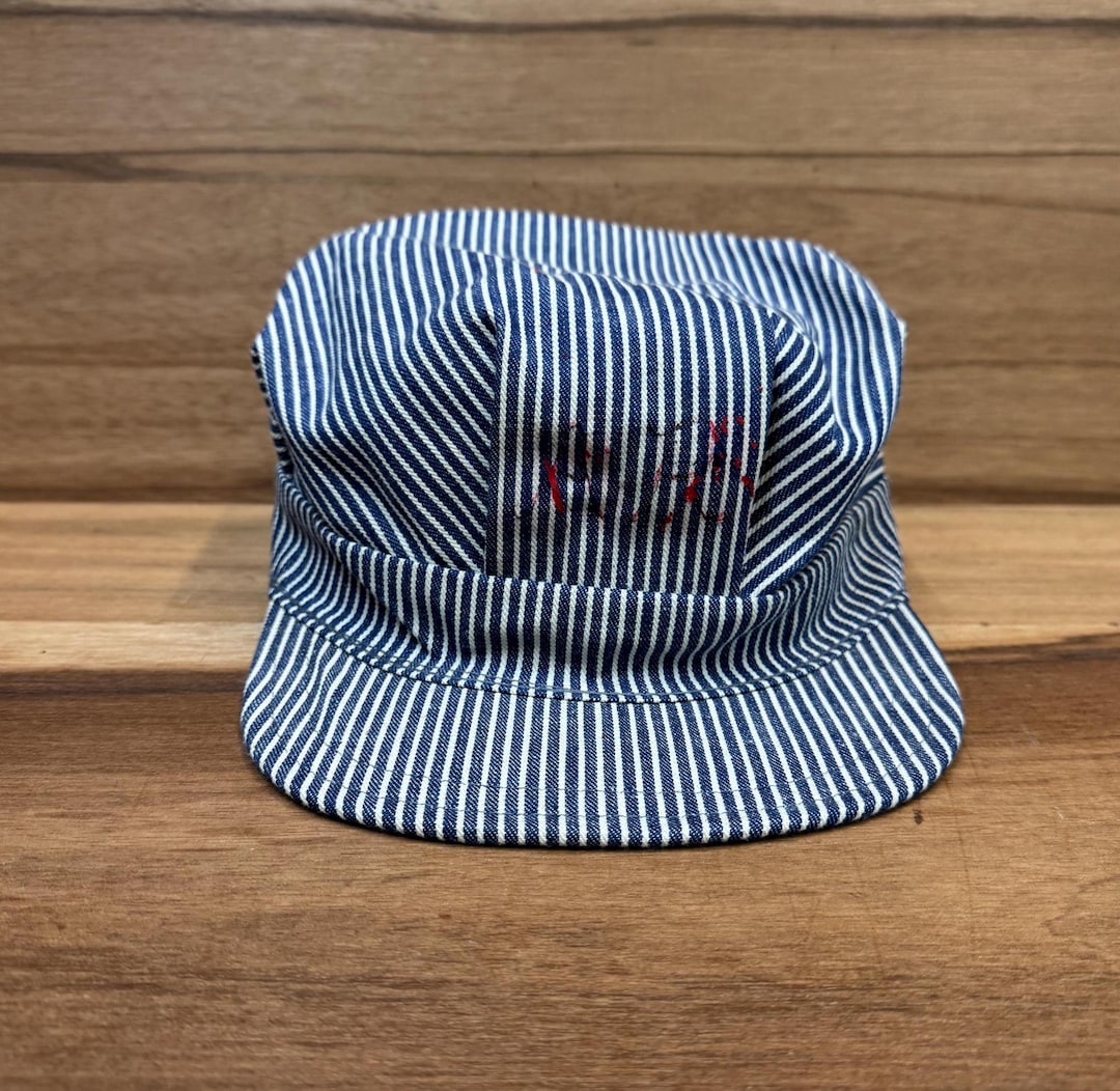 Vtg Hickory Denim Stripe Railroad Engineer Worker Hat Size 7 Made in U ...