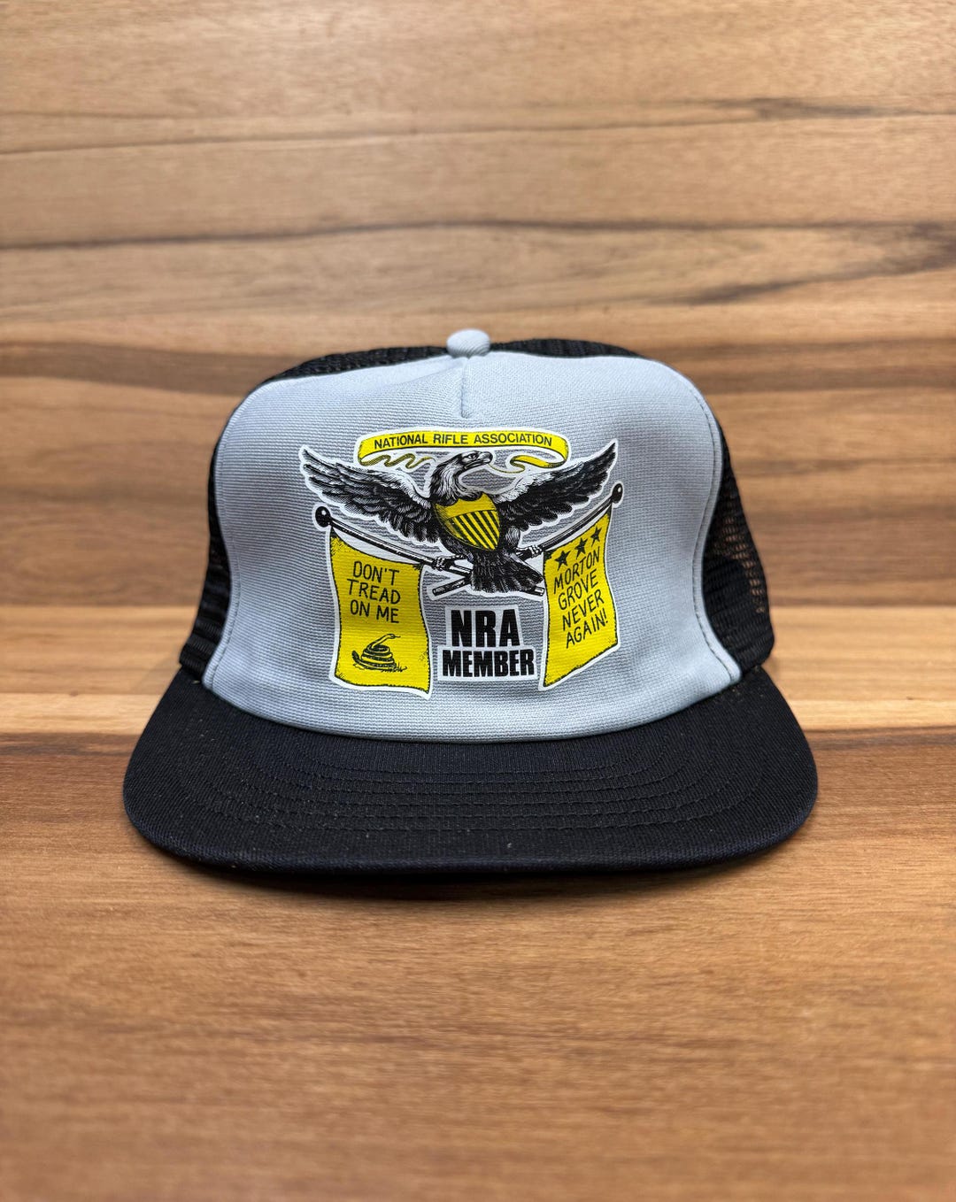 80's National Rifle Association Member Black and Gray Trucker Mesh ...
