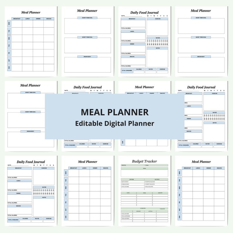 Meal Planner Template | Digital Download | Weekly Meal Planning ...