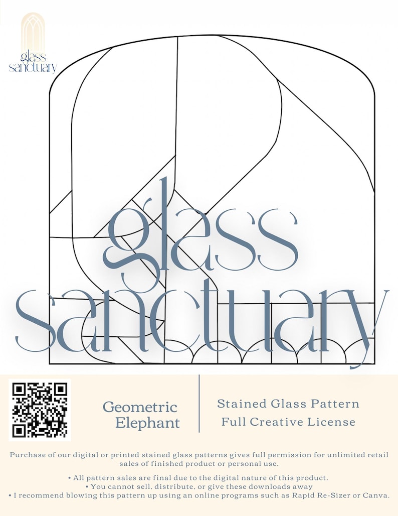 Geometric Elephant Stained Glass Pattern - Etsy