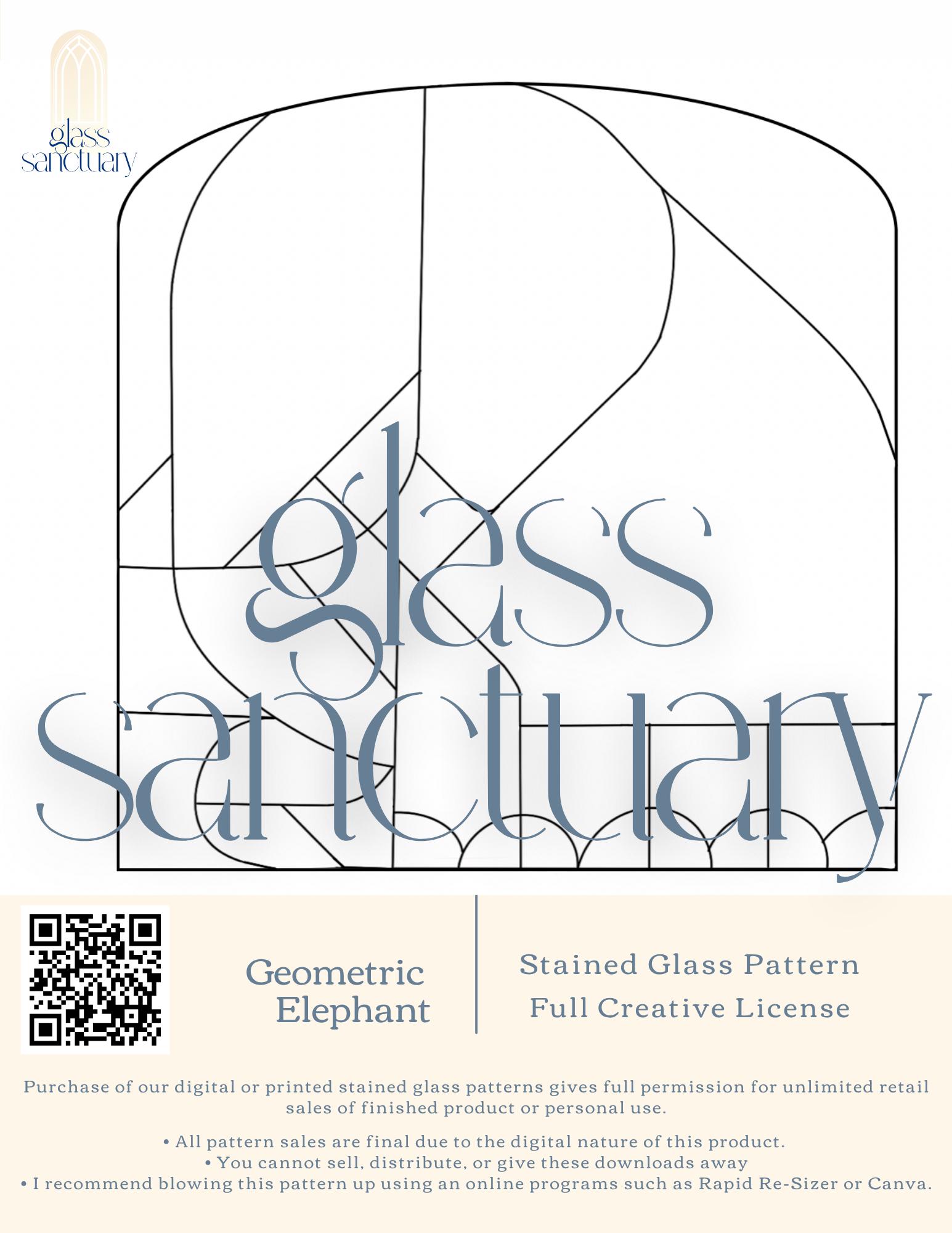 Geometric Elephant Stained Glass Pattern - Etsy