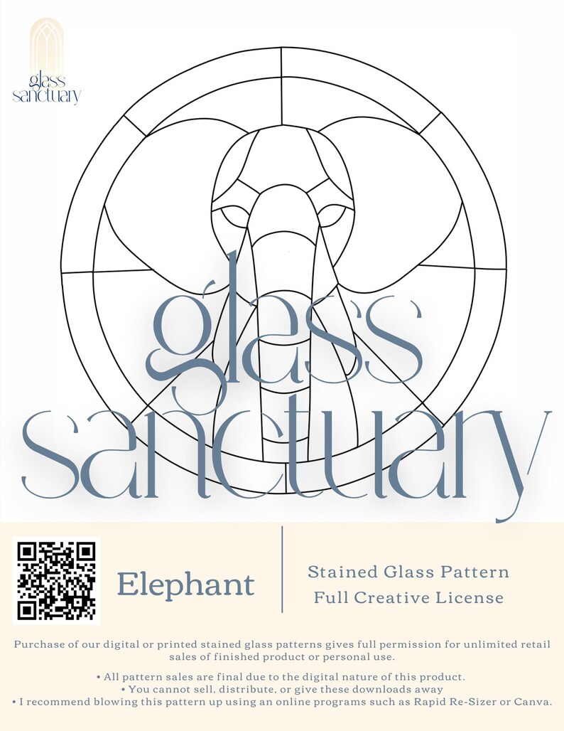 Elephant Stained Glass Pattern - Etsy