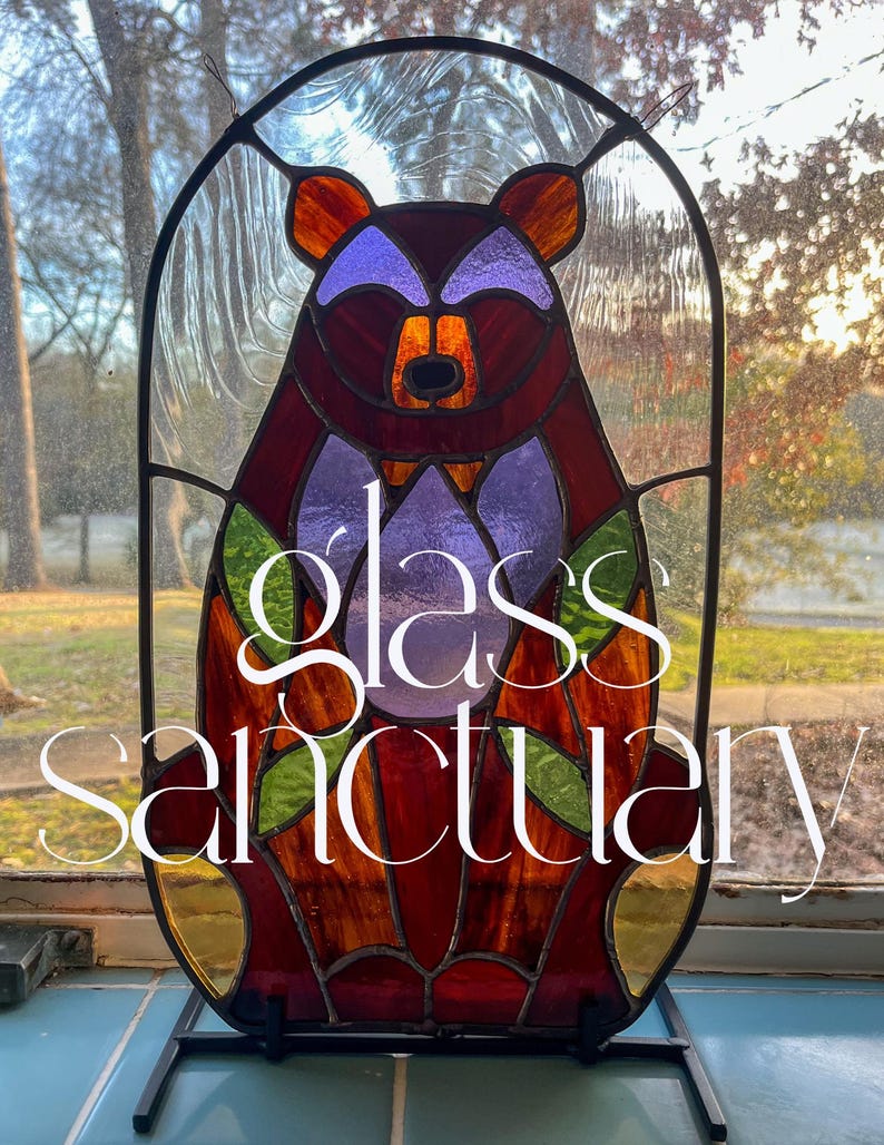 Folk Art Bear Stained Glass Pattern - Etsy