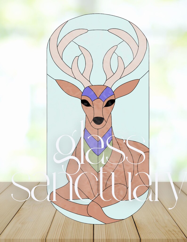 Folk Art Stag (deer) Stained Glass Pattern - Etsy
