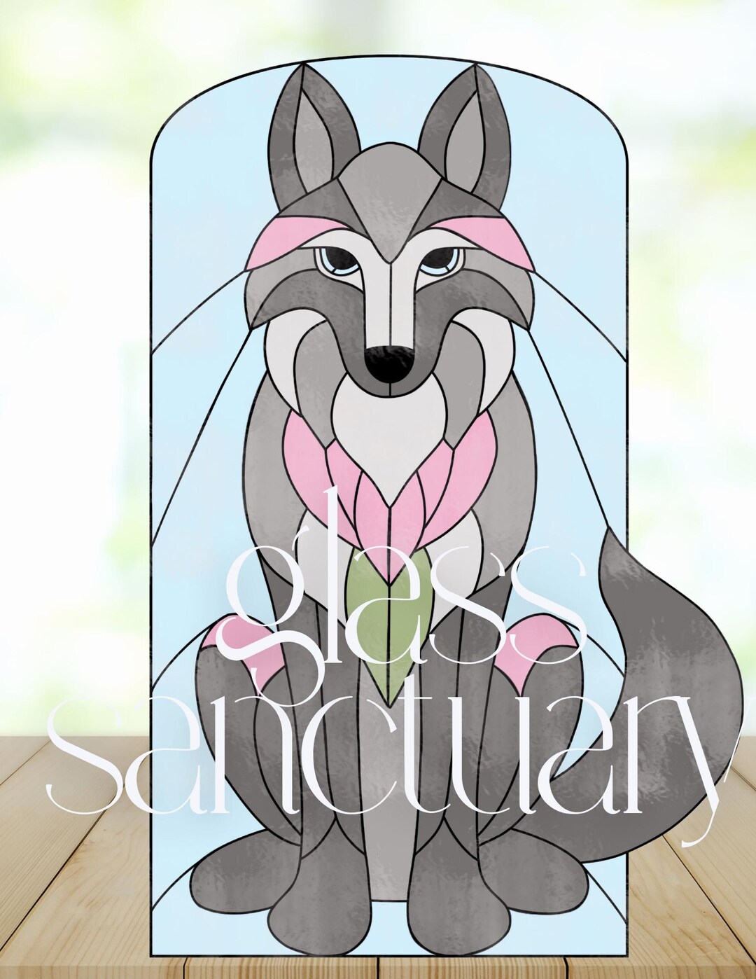 Folk Art Wolf Stained Glass Pattern - Etsy