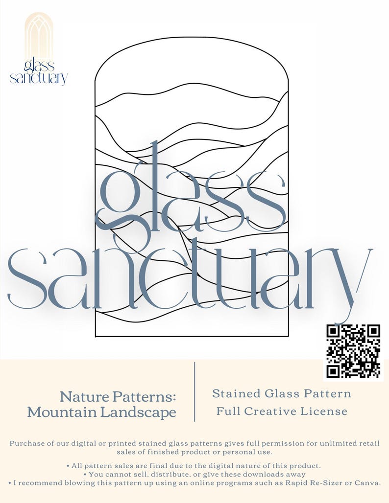 Mountain Landscape Stained Glass Pattern - Etsy