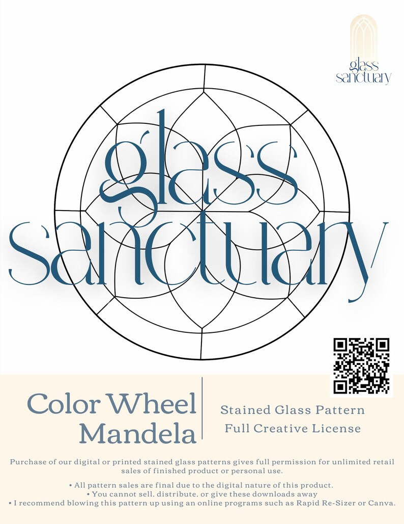 Color Wheel Mandela Stained Glass Pattern - Etsy