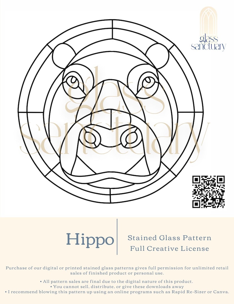 Hippo Stained Glass Pattern - Etsy